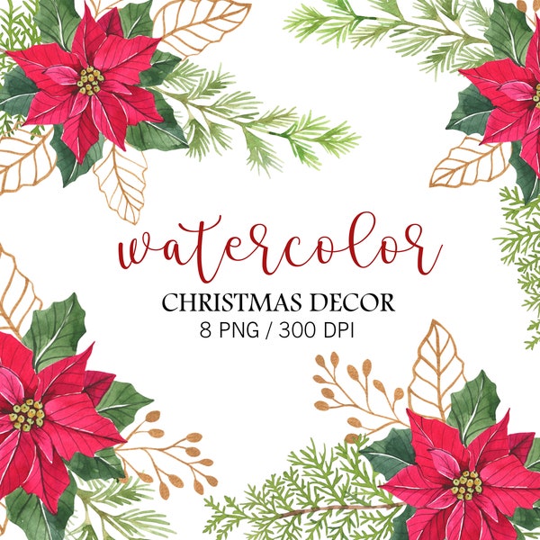 Poinsettia Watercolor - Etsy