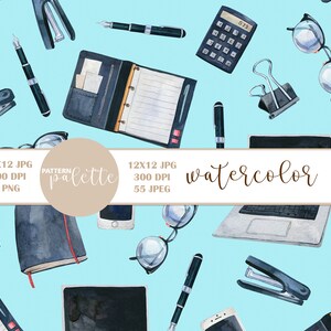 Watercolor School Patterns, Back to School Paper, School Digital Paper ...