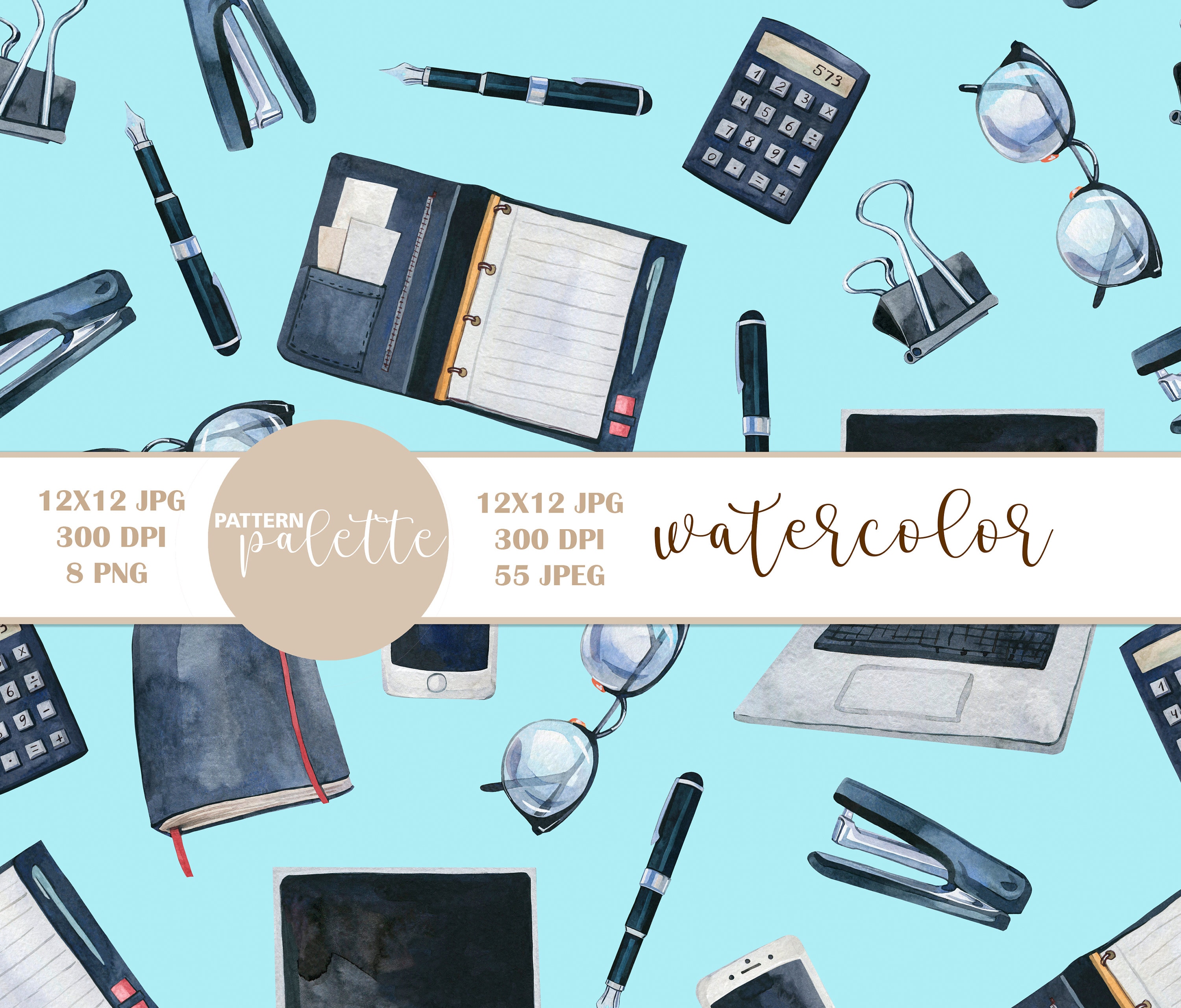 Watercolor School Patterns Back to School Paper School - Etsy