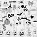 Black Line Halloween Clipart, Line Drawing, Doodle Clipart, Fall ...
