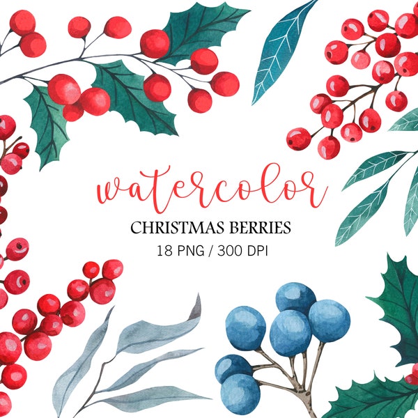 Holly Watercolor - Etsy