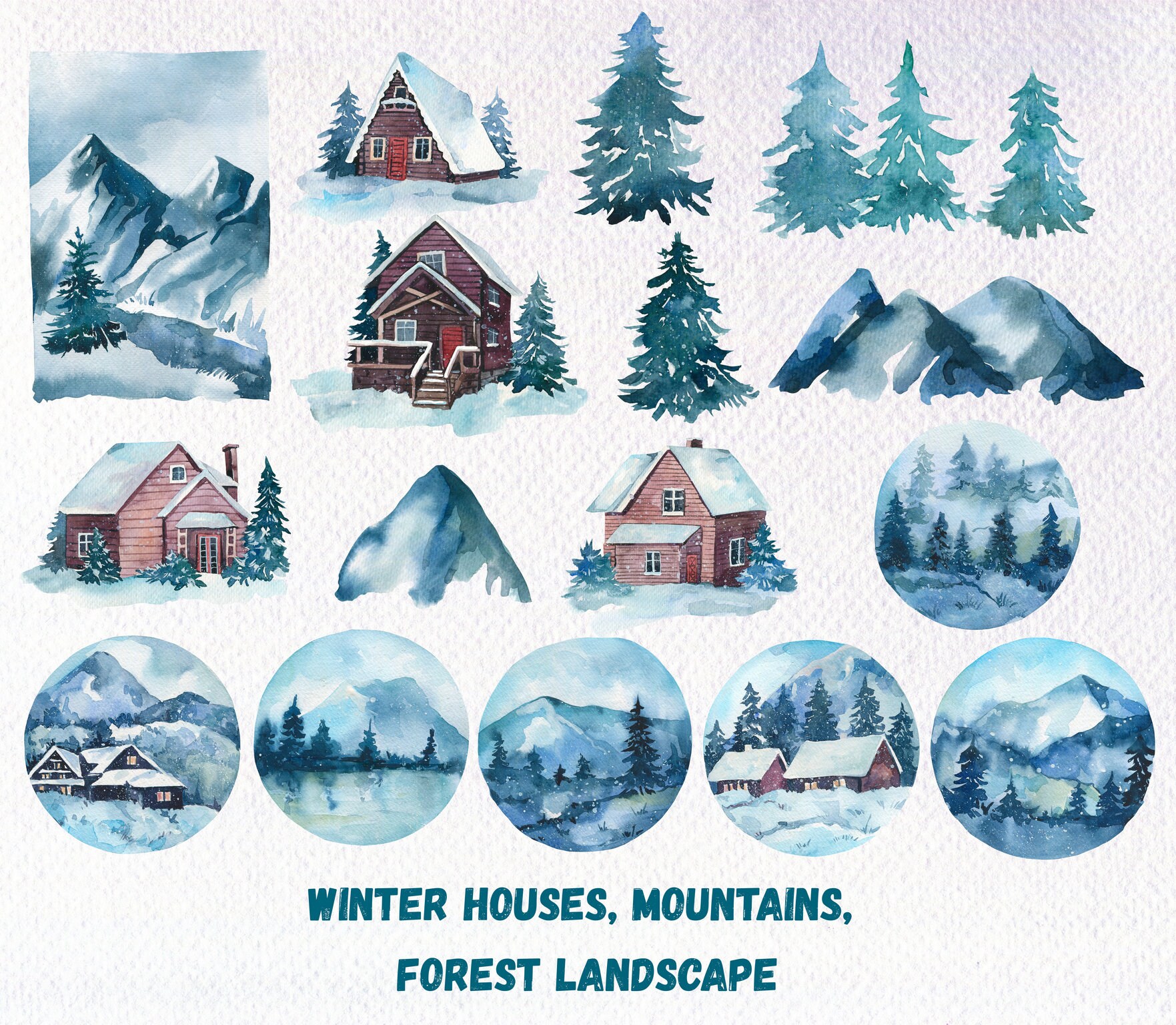 Big Winter BUNDLE Watercolor Clipart BUNDLE Watercolor - Etsy