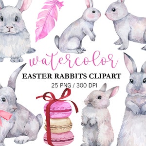 Watercolor Easter Bunny Rabbit Clipart, Easter Bunny Png, Easter ...