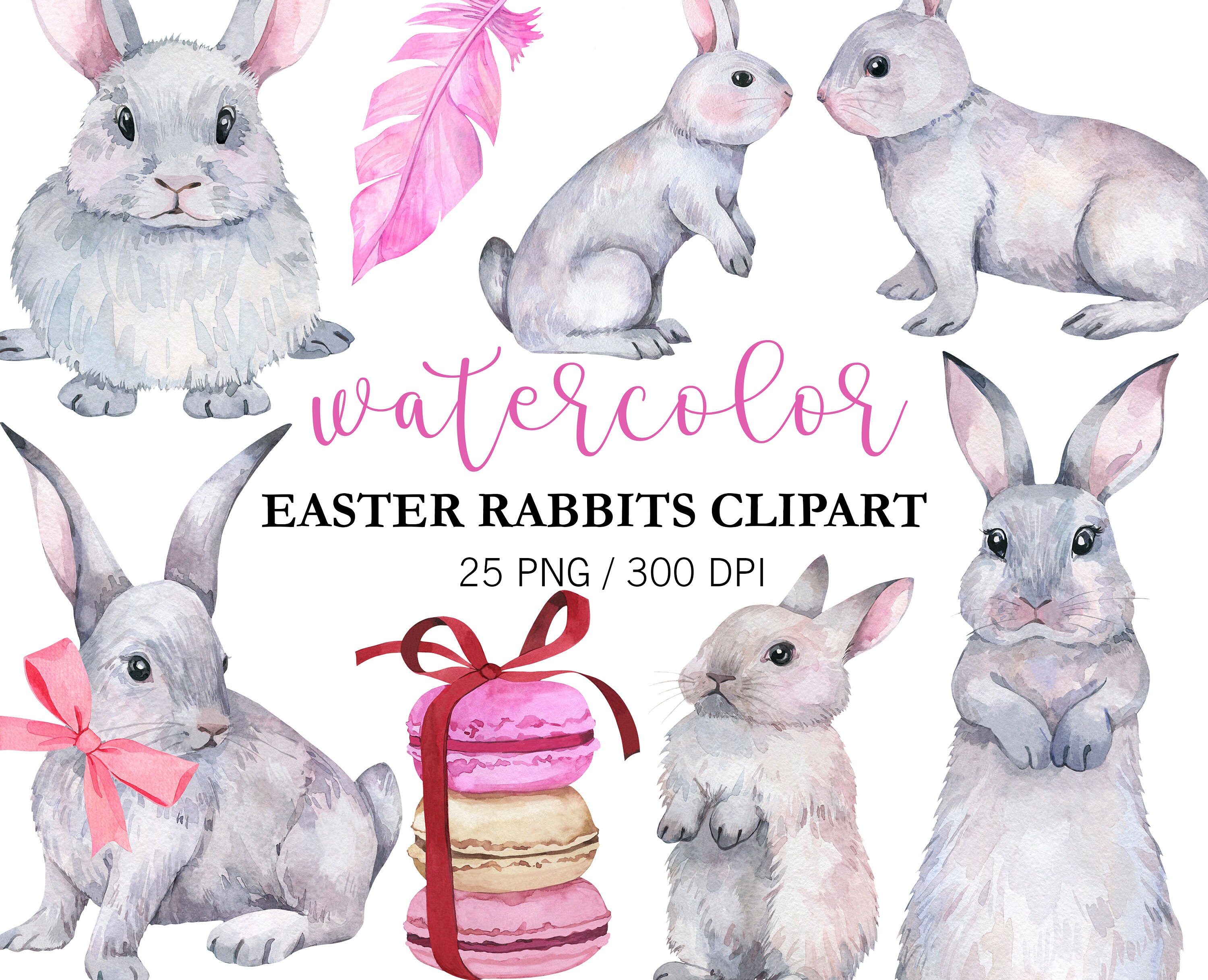 Watercolor Easter Bunny Rabbit Clipart Easter Bunny Png - Etsy