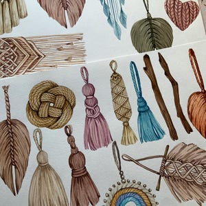 Watercolor Macrame Clipart, Boho Clipart, PNG, Rainbow Macrame, Macrame ...