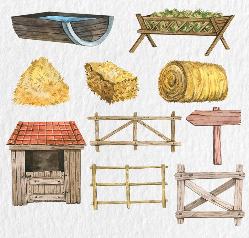 Watercolor Farm Animals Clipart Animal Clipart Nursery - Etsy