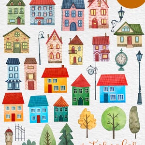 Watercolor Houses Clipart PNG Cute Houses, Nursery Decor, Tiny House ...