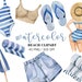 Watercolor Beach Clipart, Vacation Clipart PNG, Travel Clipart, Summer ...