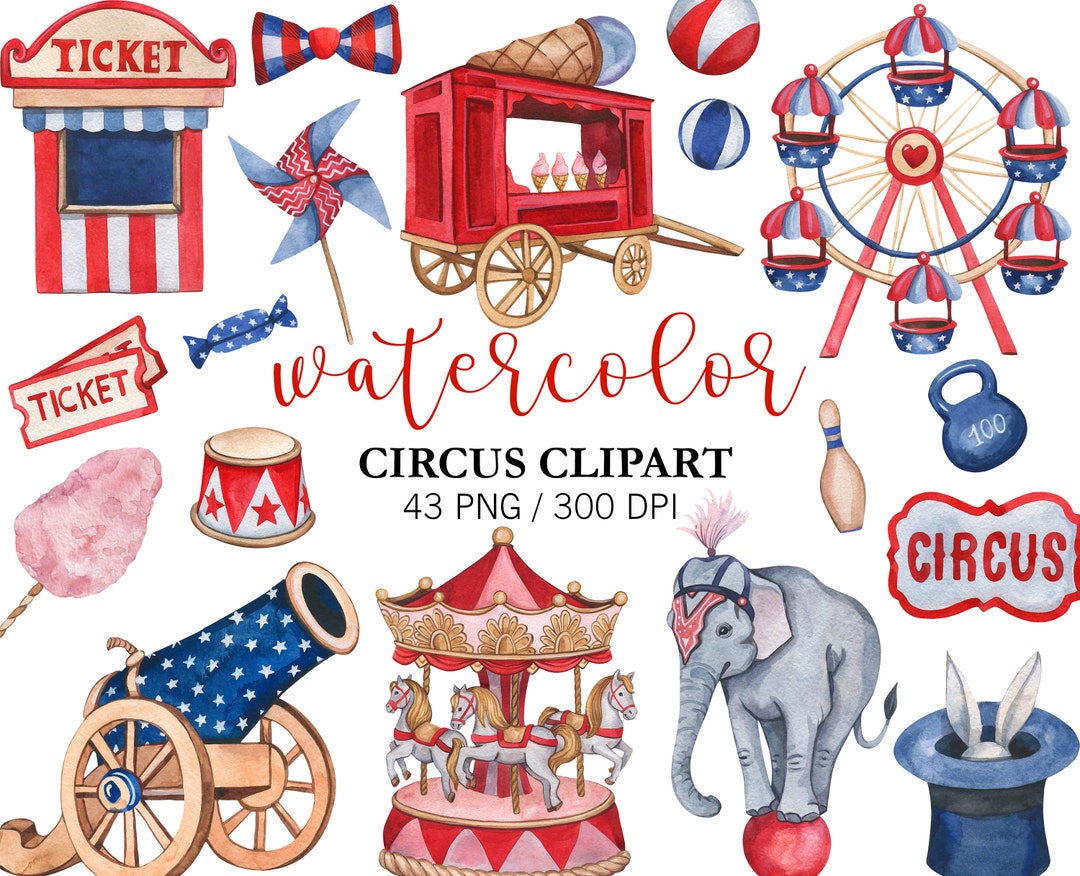 Watercolor Circus Clipart PNG Circus Tent, Nursery Decor Circus Party ...