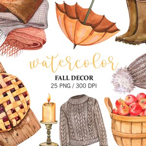 Watercolor Fall Decor, Fall Clipart, Cozy Autumn, Planner Stickers ...