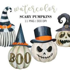 Watercolor Halloween Pumpkin Clipart, Pumpkin PNG, Fall Clipart ...