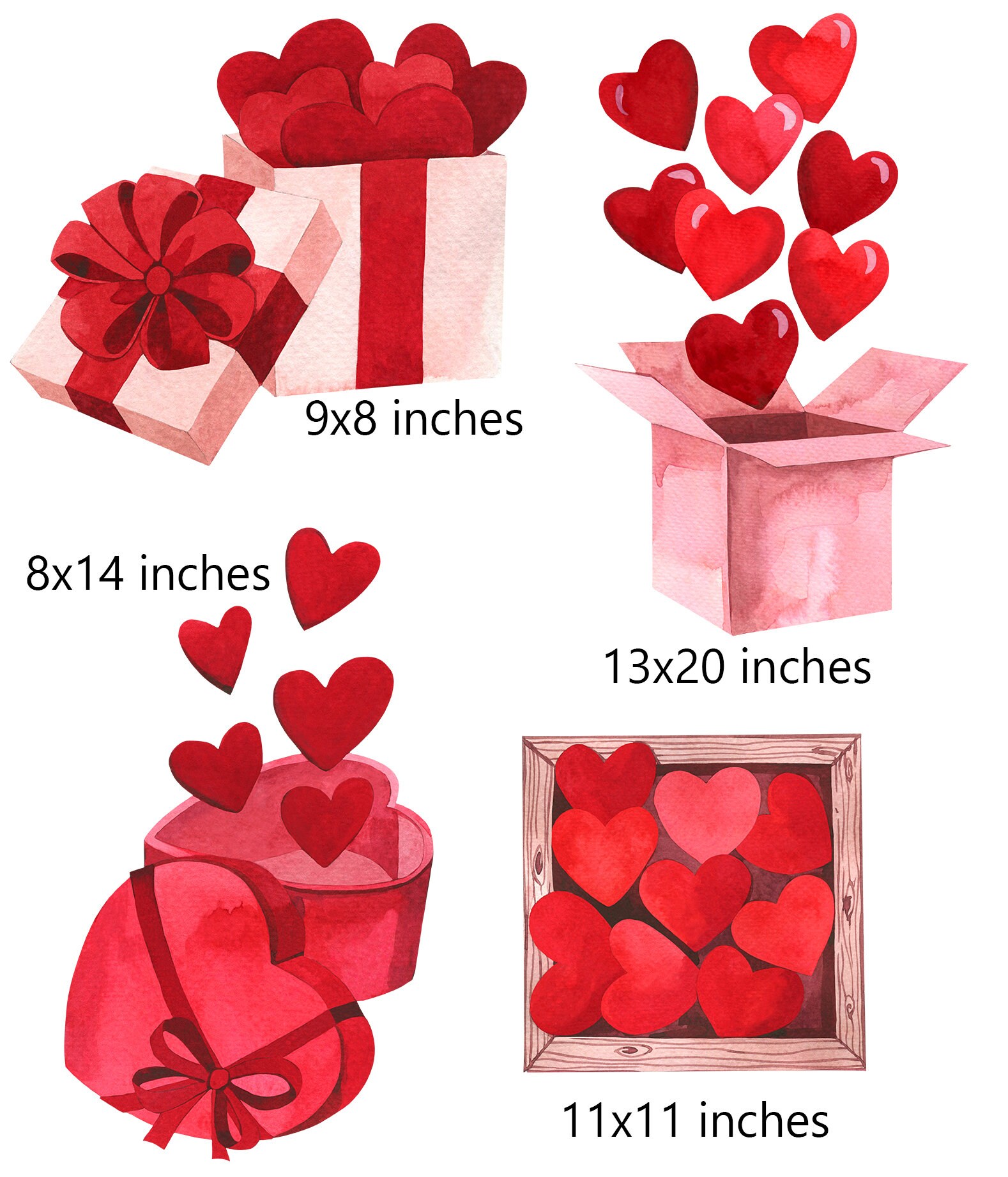 Watercolor Valentines Day Clipart Love PNG Valentine PNG | Etsy