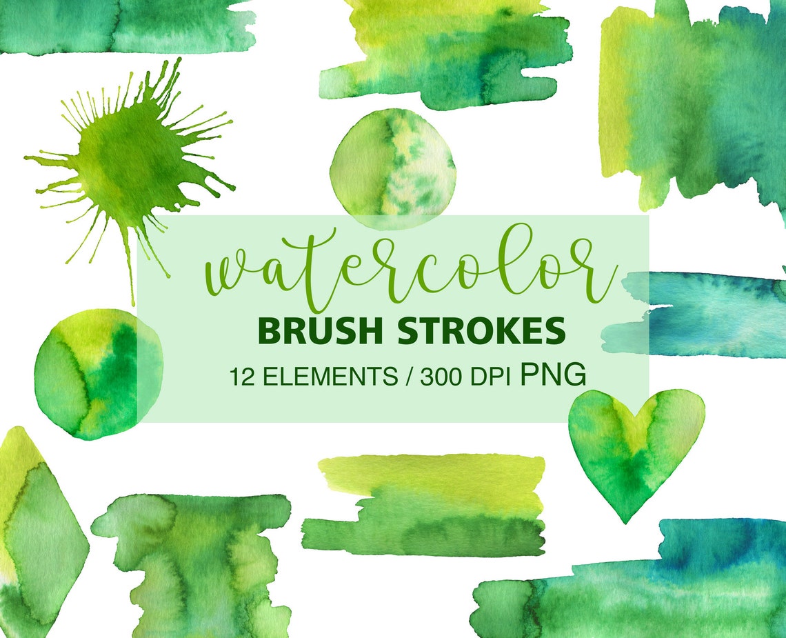 Watercolor Green Splashes Clipart PNG Wedding Clipart - Etsy