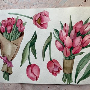 Watercolor Flowers Clipart, Tulip Clipart, Love PNG, Floral Wreath ...