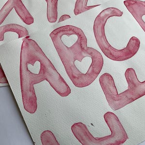 Watercolor Pink Alphabet Clipart, Alphabet PNG, Pink Watercolor ...