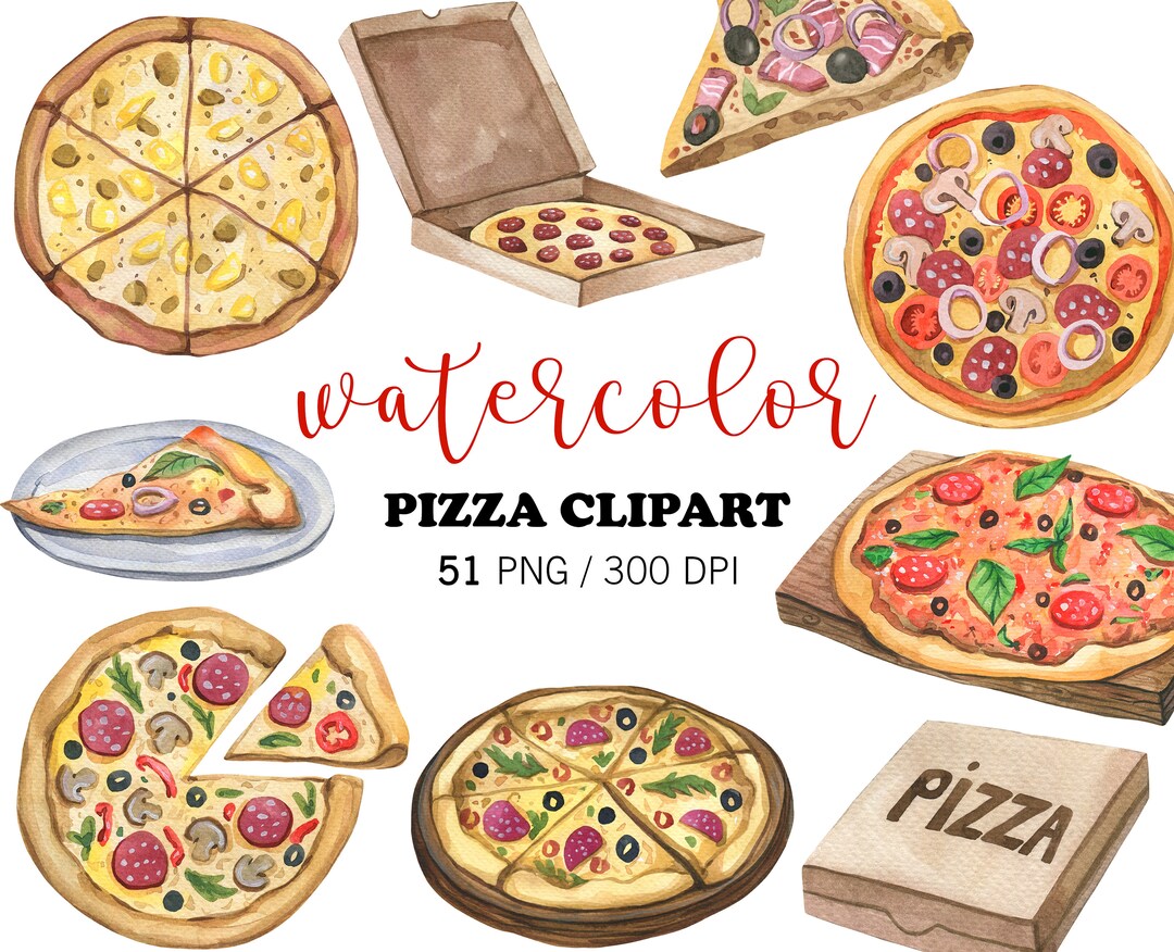 Watercolor Pizza Clipart PNG Italian Pizza Clipart, Pepperoni Pizza ...