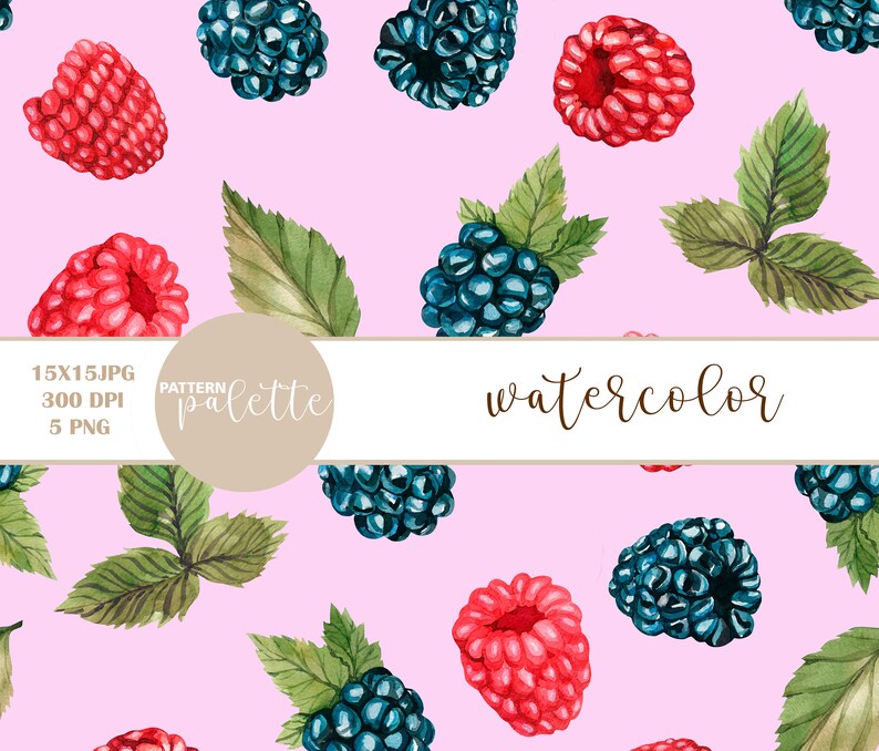 Watercolor Berries Seamless Pattern, Berry Digital Paper, Strawberry ...
