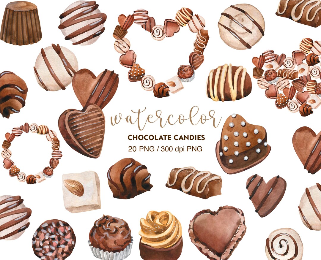 Watercolor Chocolate Candy Clipart PNG, Watercolor Dessert Clipart ...