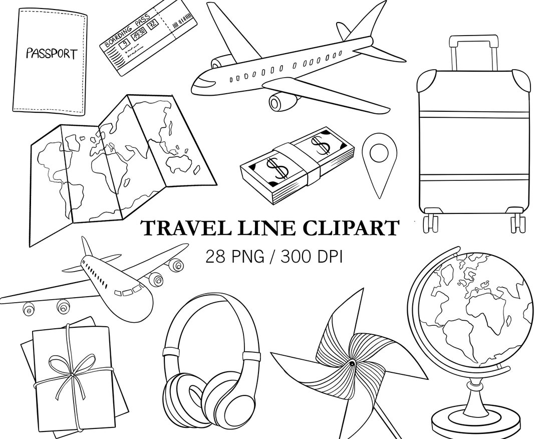 Travel Line Clipart, Summer Holiday, Vacation Clipart, Tourism Clipart ...