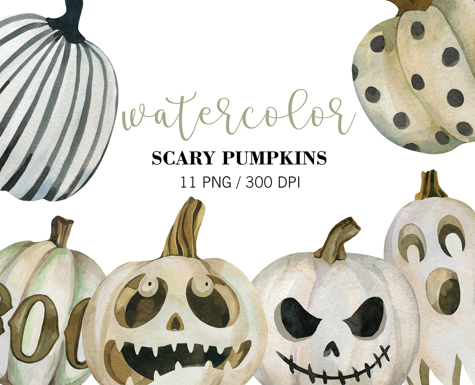 Watercolor Halloween Pumpkin Clipart Pumpkin PNG Fall - Etsy