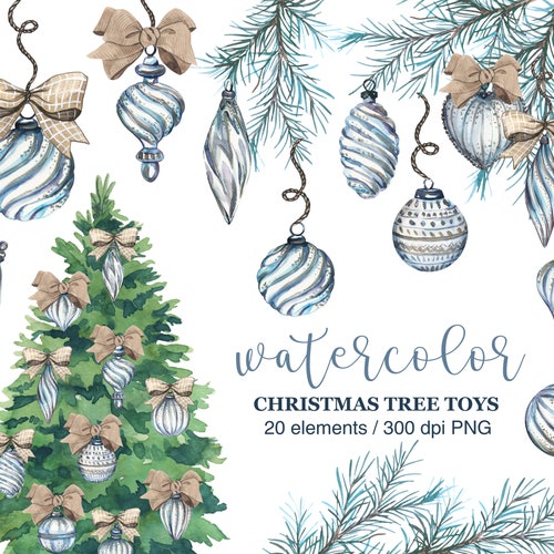 Watercolor Winter Clipart. PNG. Christmas Clipart. Pine - Etsy