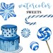 Watercolor Birthday Party Clipart, BIG SET, Birthday Blue Decor ...