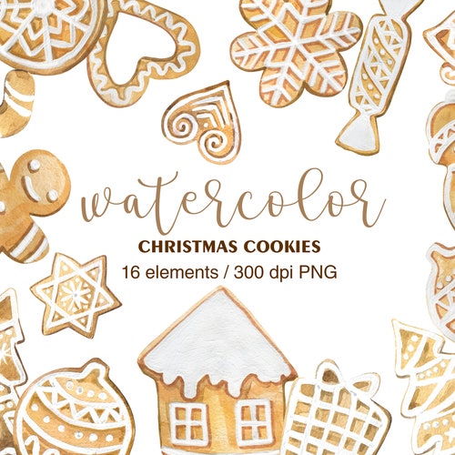 Christmas Gingerbread Watercolor Clipart PNG Watercolor - Etsy