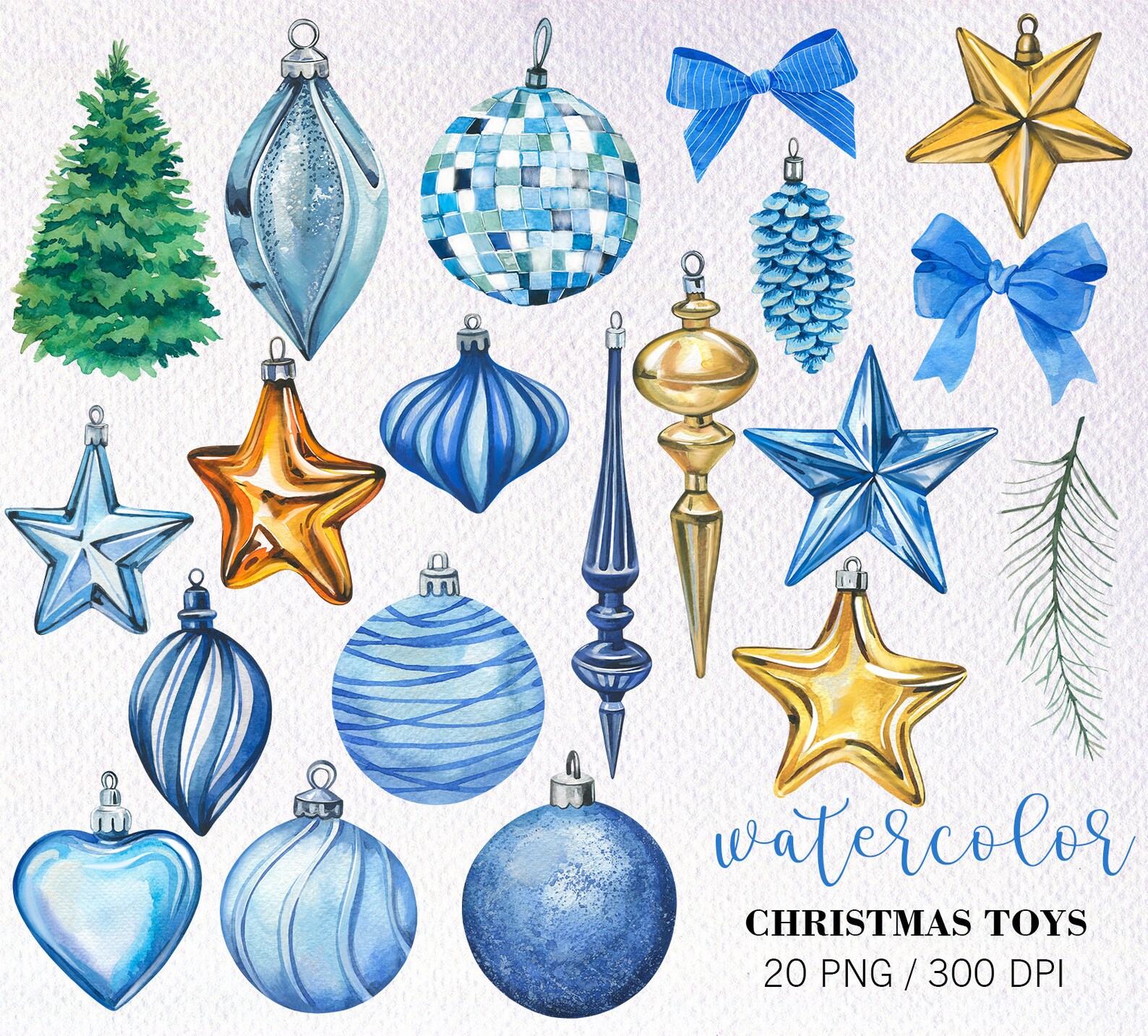 Christmas Tree Toys Clipart Christmas Decor Clipart - Etsy