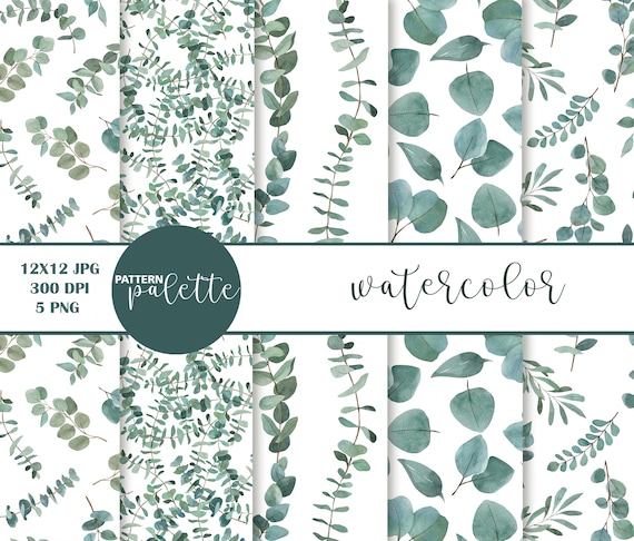 Watercolor Eucalyptus Seamles Patterns Greenery Pattern - Etsy