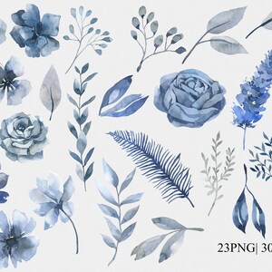 Watercolor Indigo Blue Flowers Clipart, Floral Clipart, PNG, Wedding ...