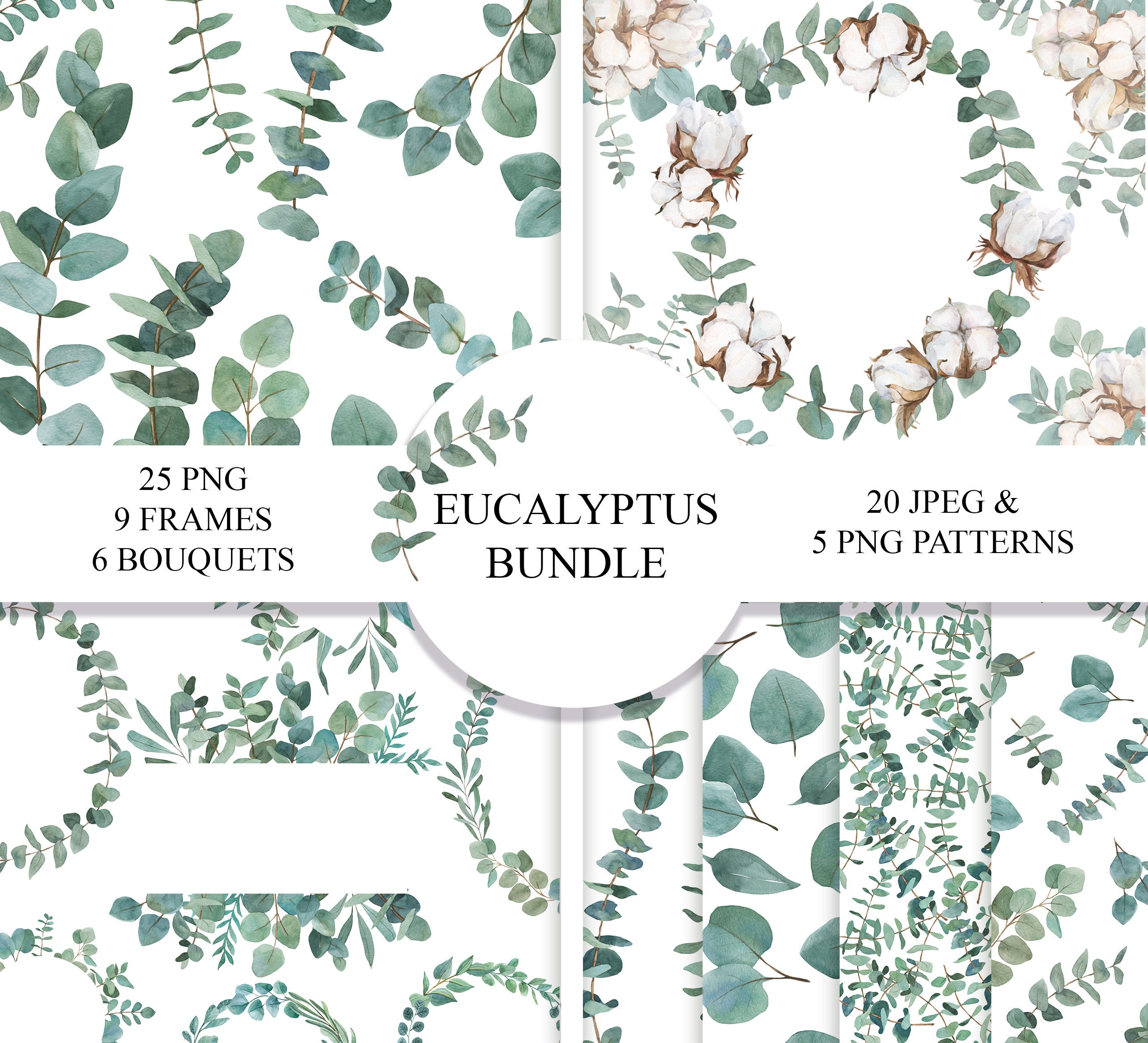 Watercolor Eucalyptus BUNDLE Eucalyptus Clipart for Wedding - Etsy