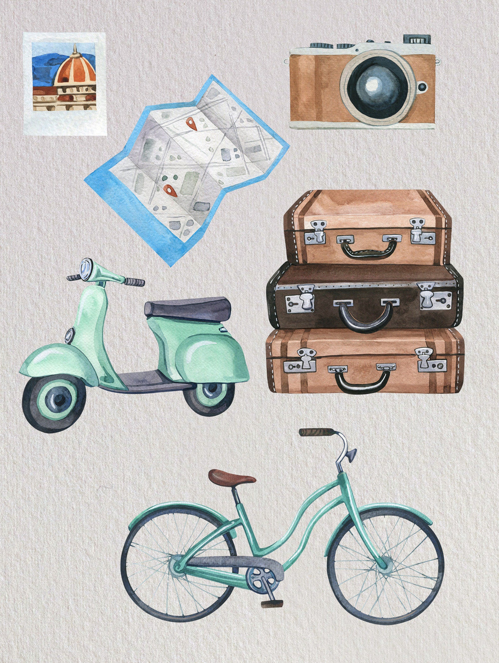 Watercolor Italy Clipart Travel Clipart Love PNG Rome | Etsy