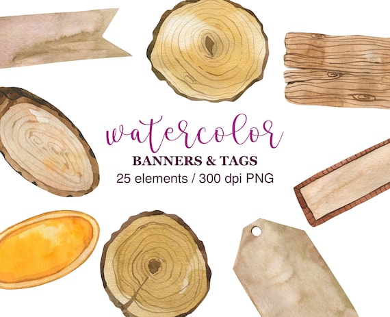 Watercolor Tag Clipart Banner Clipart Tag Clipart | Etsy
