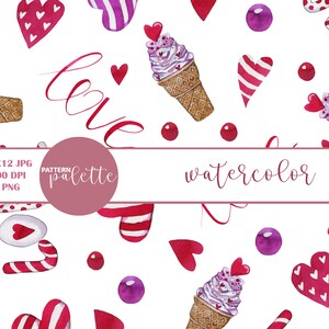 Watercolor Valentines Seamless Patterns, Hand Painted Love Pattern ...