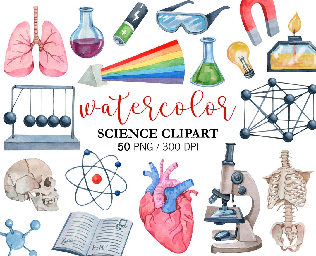 Watercolor Science Clipart, Chemistry Class Biology Clipart Physics ...