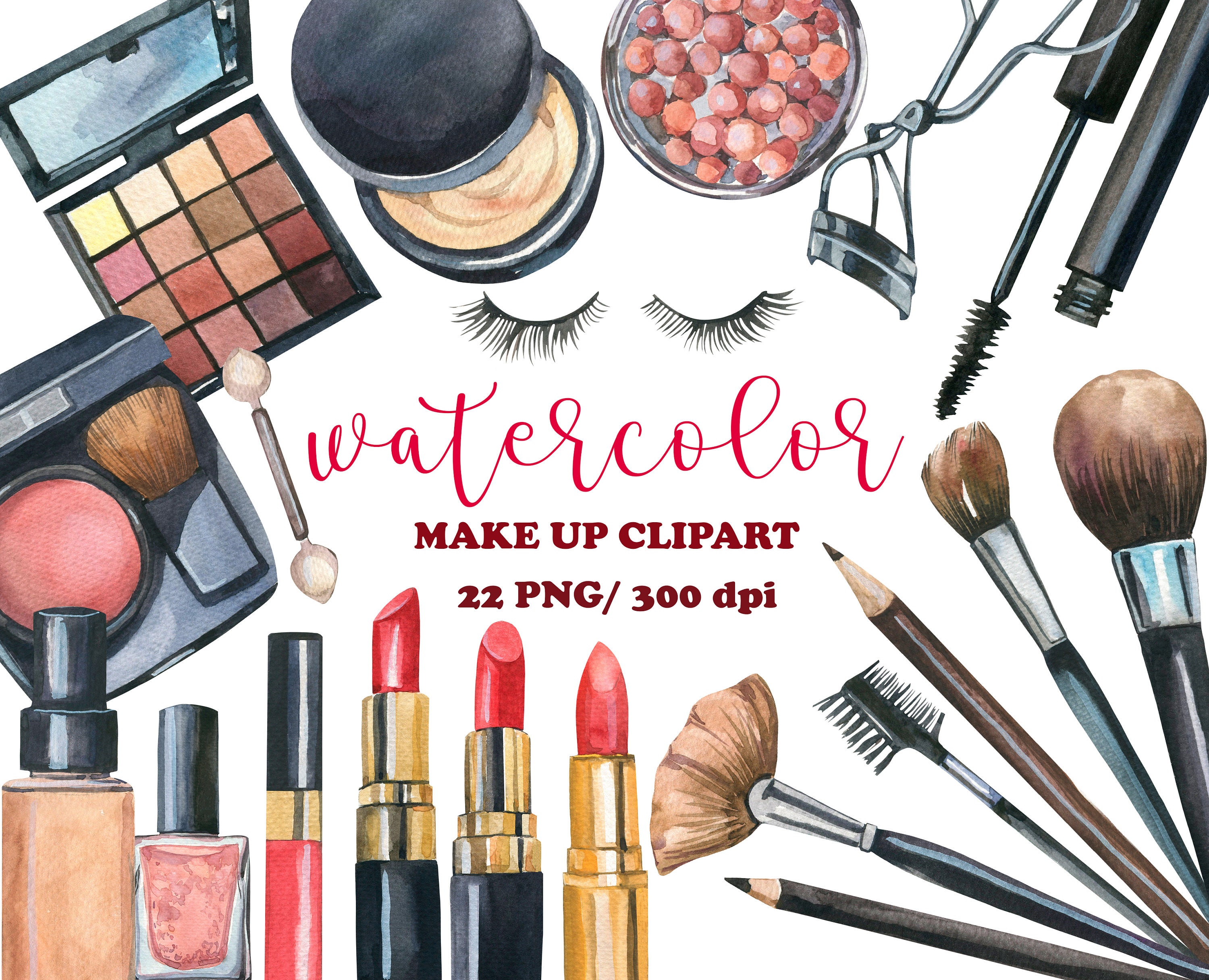 Watercolor Make up Clipart Cosmetics Clipart Beauty Clipart - Etsy