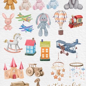 Watercolor Baby Toys Clipart Baby Toys, Cuddle Toys PNG, Baby Shower ...