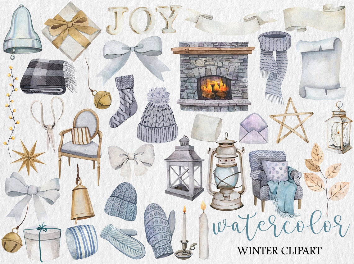 Watercolor Christmas Clipart Christmas Decor PNG Winter - Etsy