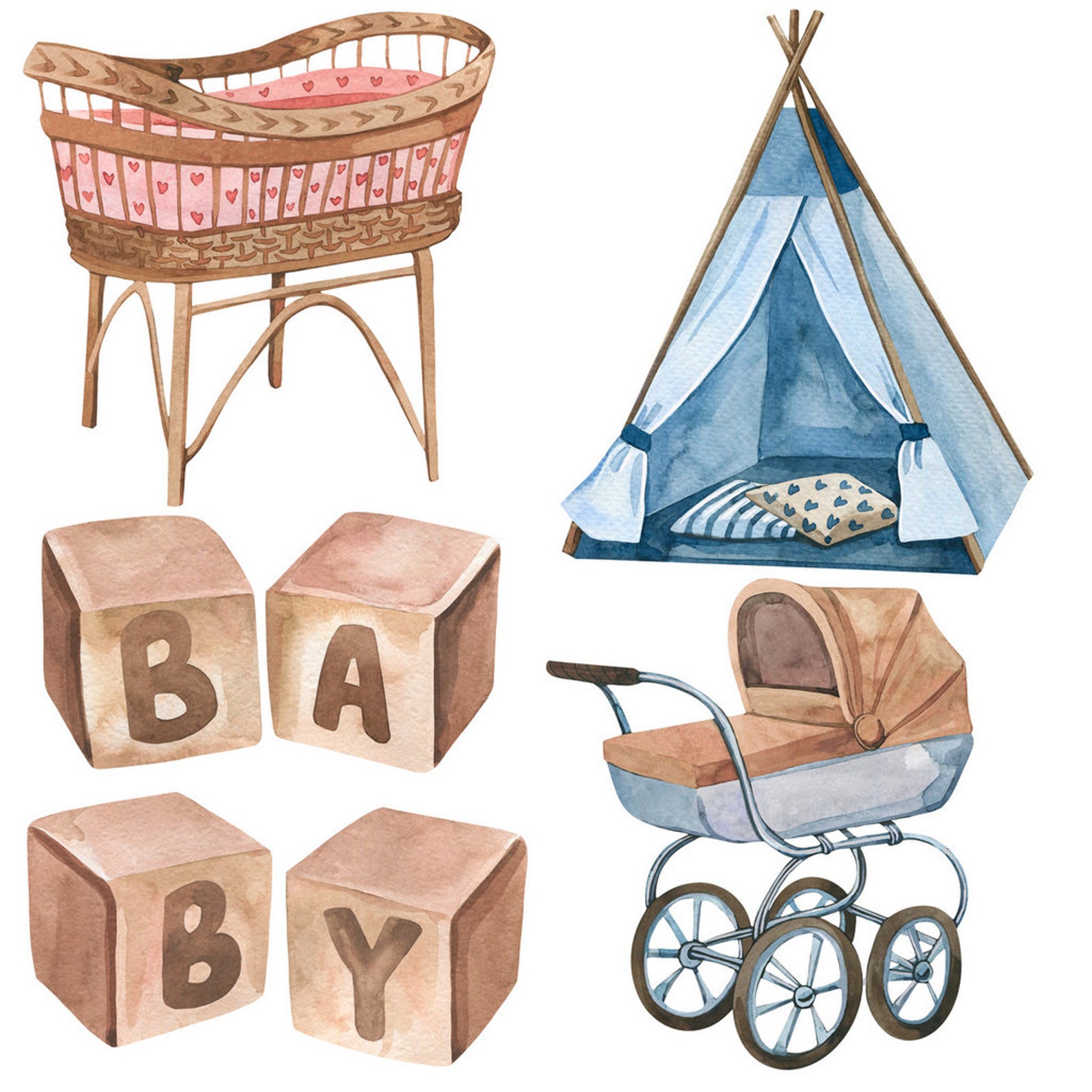 Watercolor Baby Boy Clipart Baby Shower Clipart Nursery - Etsy