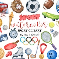 Watercolor Bowling Ball Clipart: Sports Art (JPG & PNG) - Etsy