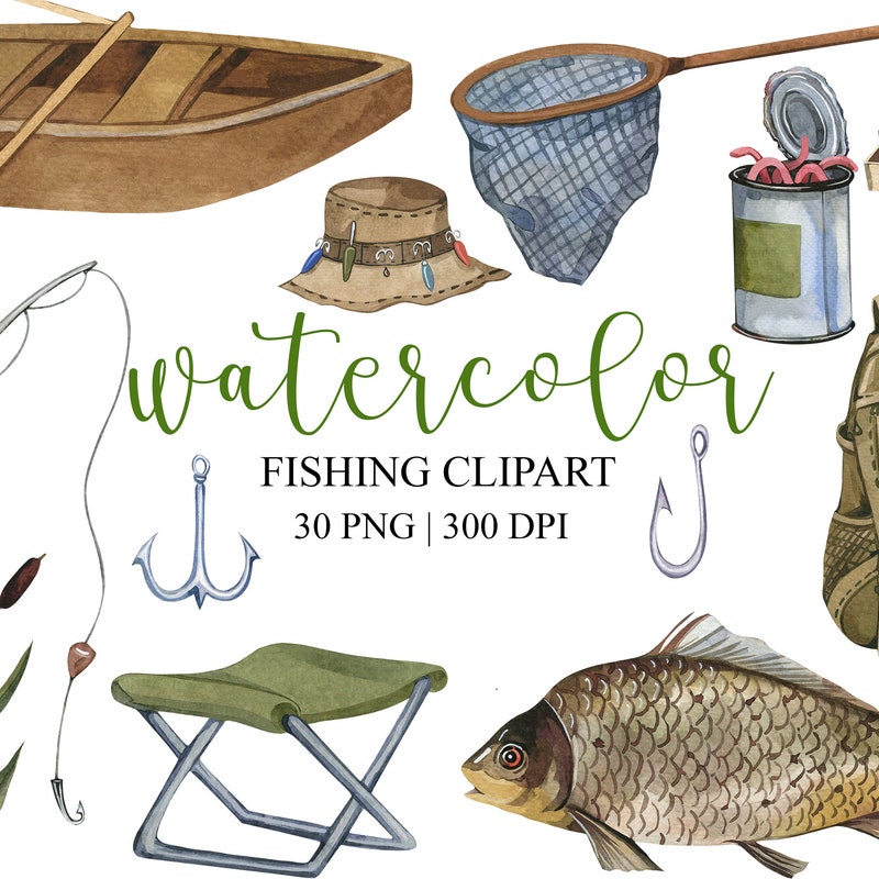 Fishing Watercolor - Etsy