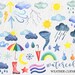 Watercolor Weather Clipart, Cloud Clipart, Spring Clipart, Rain, Snow ...