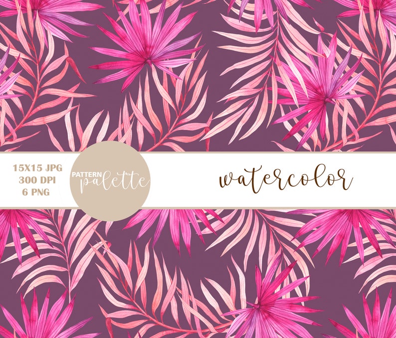 Watercolor Pink Tropics Patterns Seamless Pattern Watercolor - Etsy