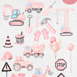Watercolor Pink Construction Truck Clipart PNG, Hand Painted Girls ...
