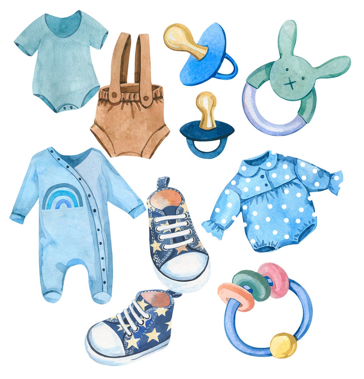 Watercolor Baby Boy Clipart, Baby Shower Clipart, Nursery Decor, 1st ...