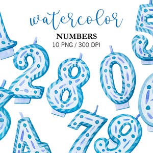 Watercolor Birthday Party Clipart, BIG SET, Birthday Blue Decor ...
