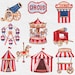 Watercolor Circus Clipart: Carnival Animals, Tent, Carousel PNG ...