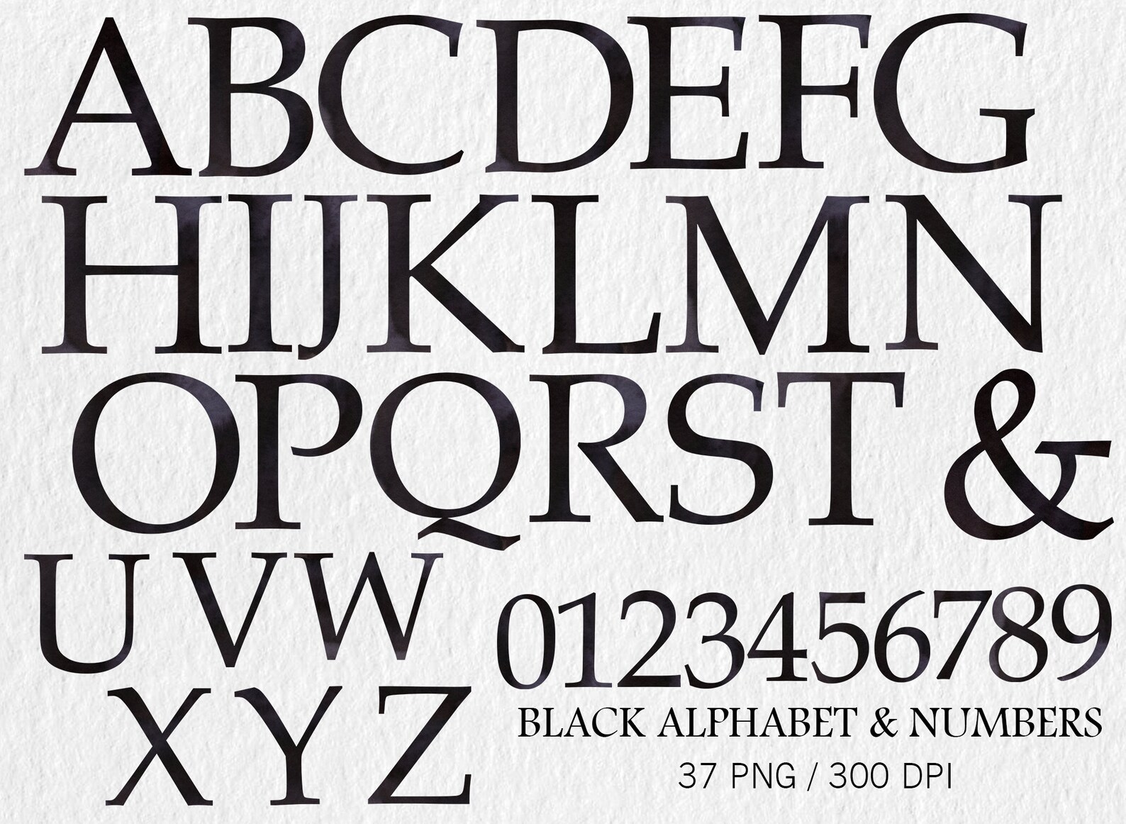 Watercolor Black Alphabet Clipart, Alphabet PNG, Black Separate Letters ...