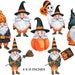 Watercolor Halloween Gnomes Clipart: Halloween Pumpkins, Cat, Balloons ...