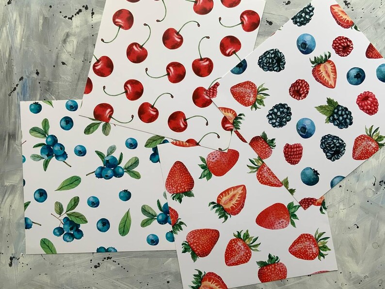 Watercolor Berries Seamless Pattern, Berry Digital Paper, Strawberry ...